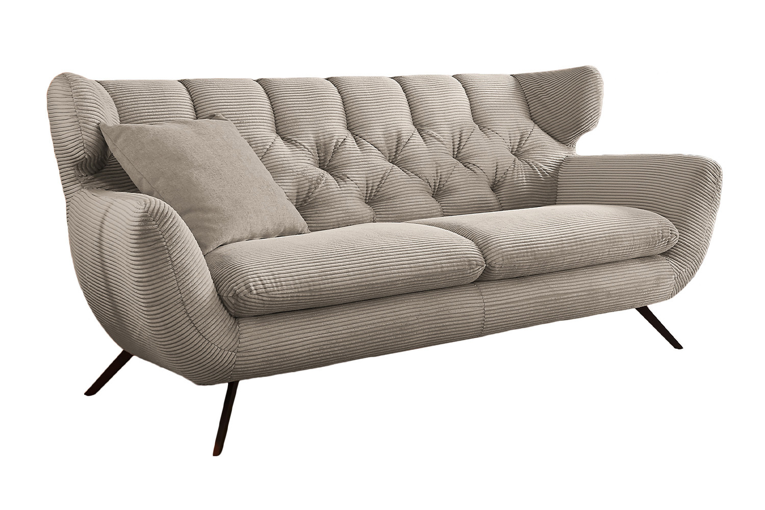 KAWOLA Sofa CHARME Cord 3-Sitzer steingrau | Möbel Style