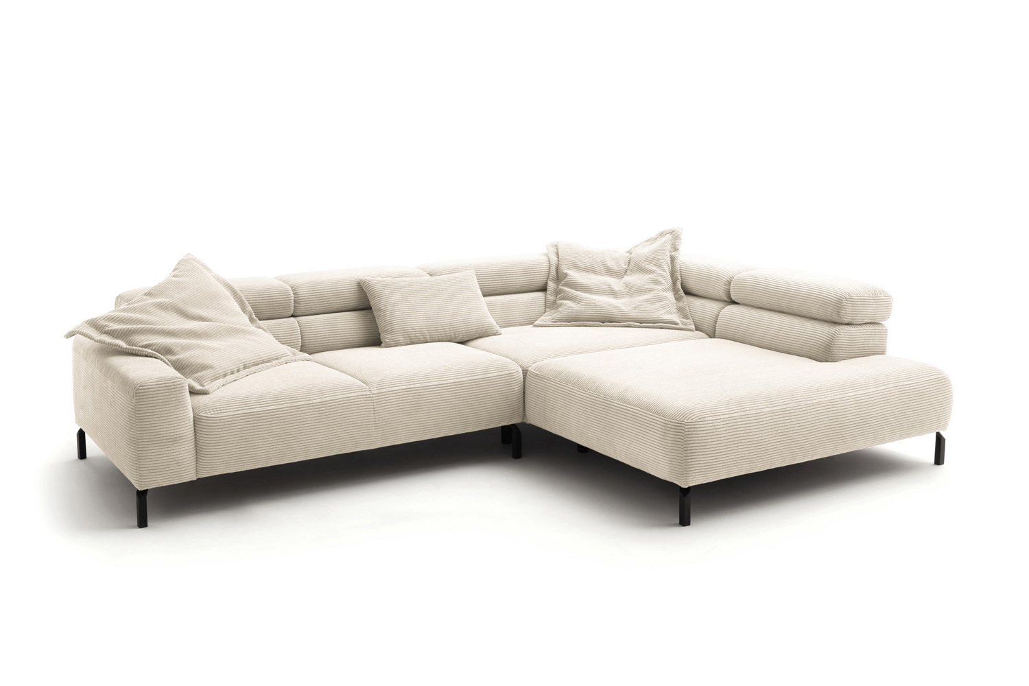 KAWOLA Ecksofa DELIA Cord cremeweiß Recamiere rechts | Möbel Style